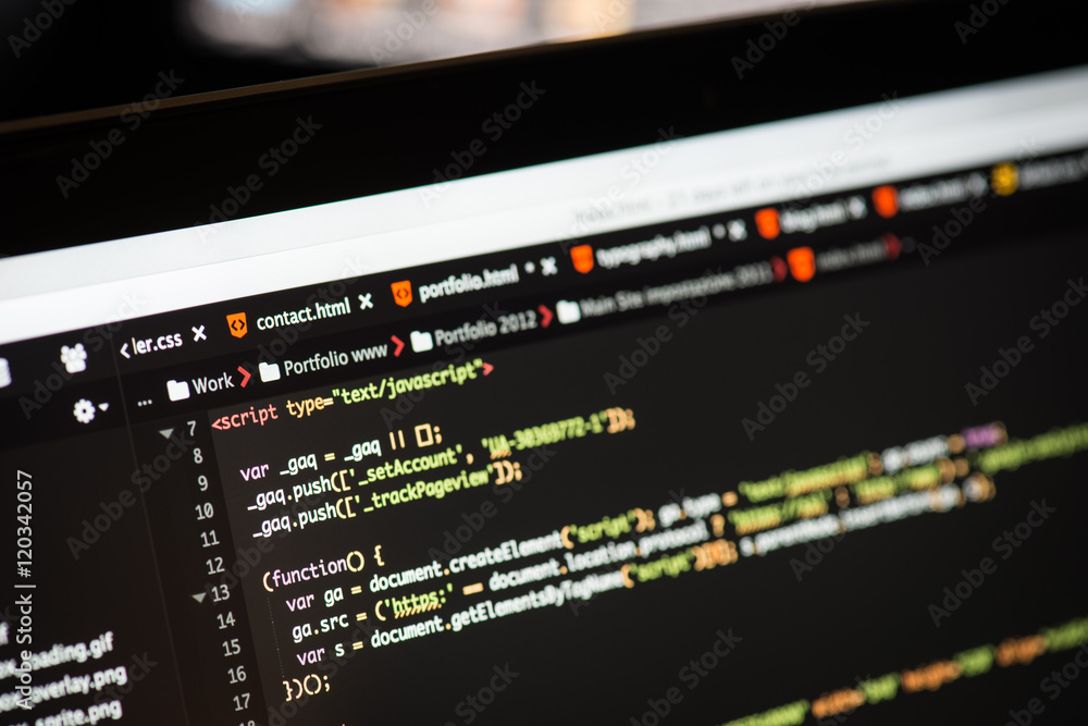 HTML And CSS Code Developing Screenshot Laptop Screen Stock Foto