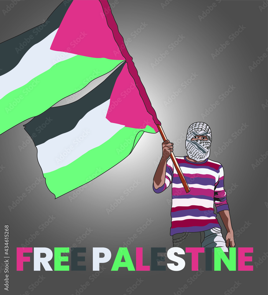Pray For Palestine Vector Illustration Background Free Palestine Flag