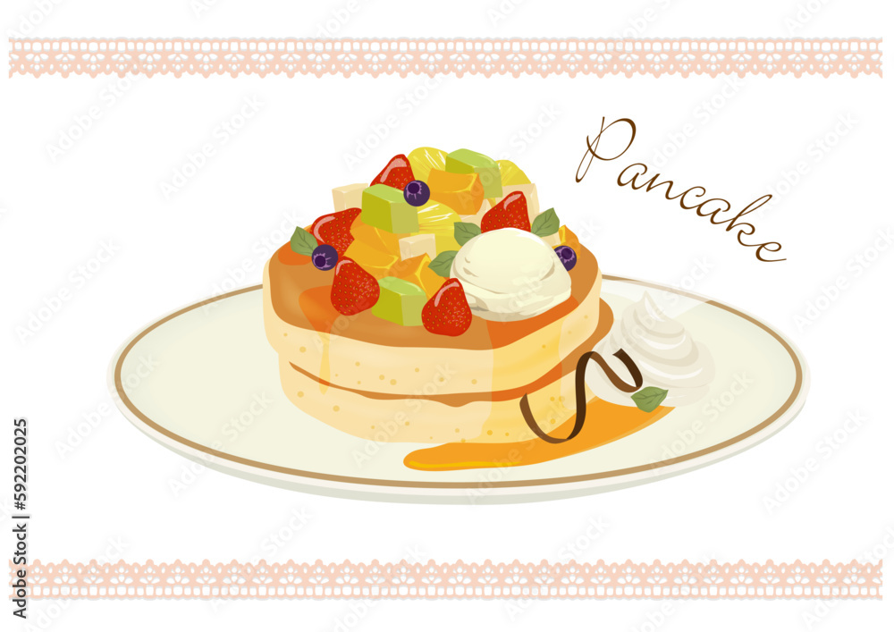フルーツ パンケーキ イラスト素材 Stock ベクター Adobe Stock
