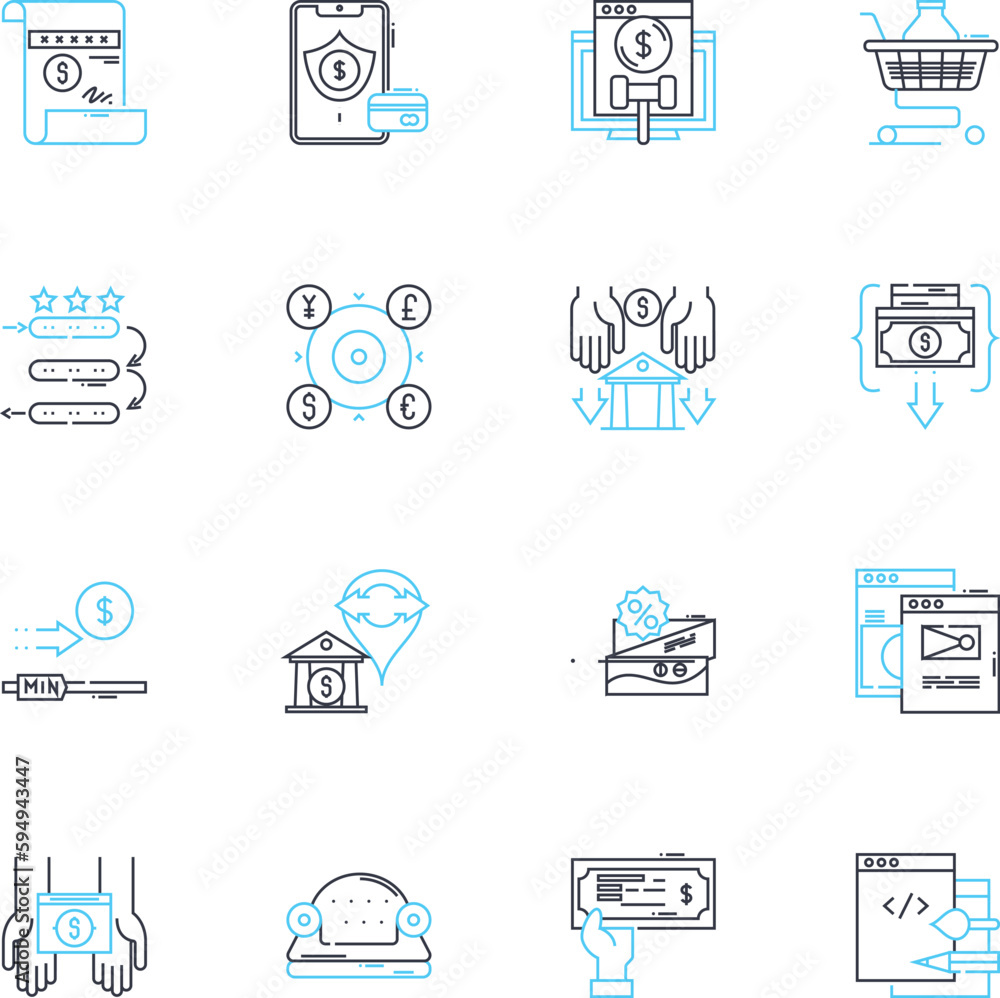 Media Outreach Linear Icons Set Visibility Connection Exposure