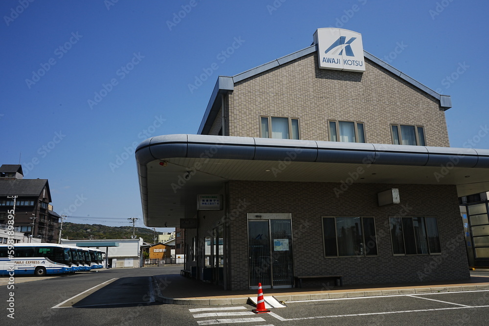 Fukura Bus Terminal in Awaji Hyogo Japan 日本 兵庫 淡路島 福良 バスターミナル Stock