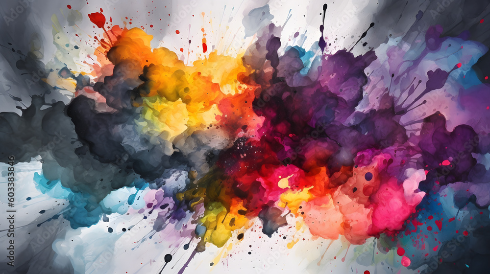 A Bold And Vibrant Watercolor Explosion With Intense Pigments Bleeding