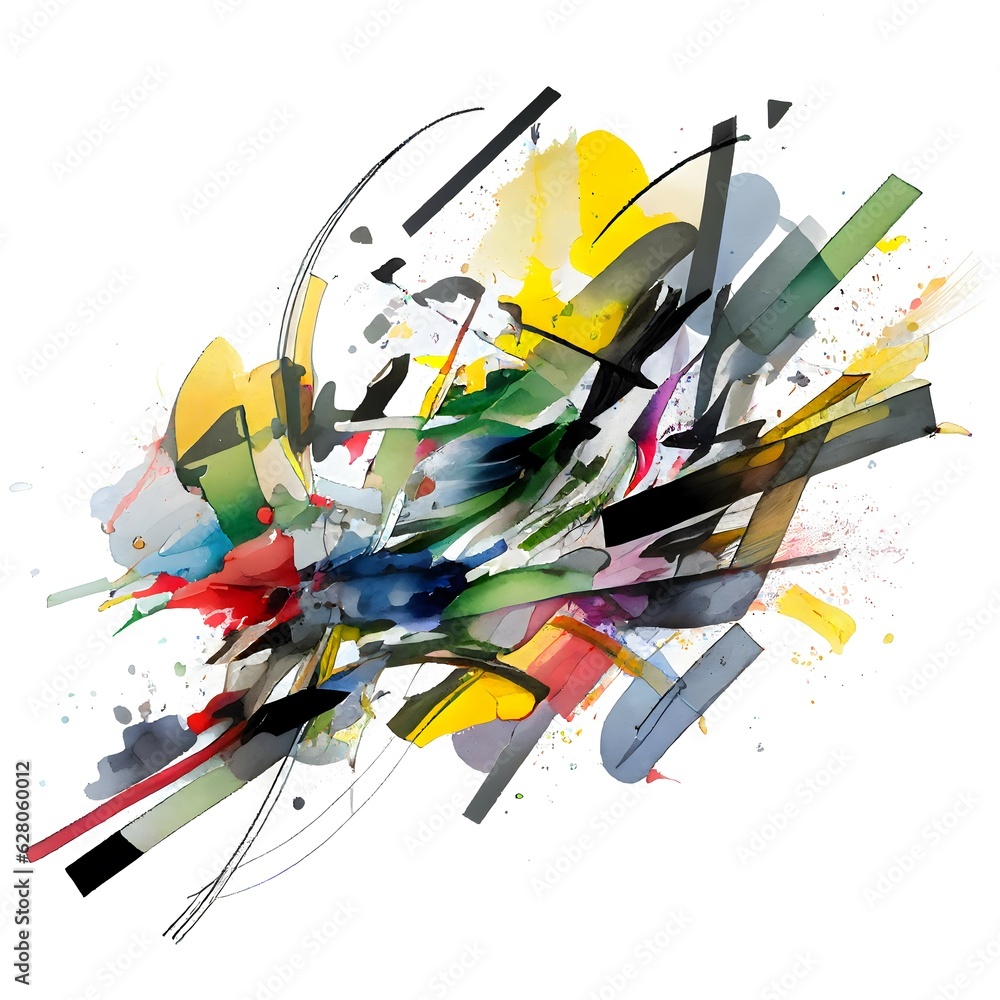 Abstract Watercolor Digital Drawing Combination Of Vector Graphics And