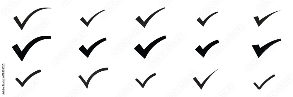 Check Mark Icons Set Check Marks Symbol Simple Check Mark Checklist Symbols Stock Vector