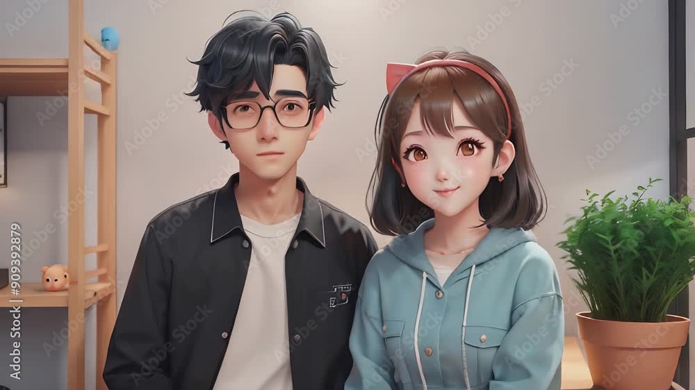 Cute Male And Female Anime Idols In Cute Poses Ready For Photos D