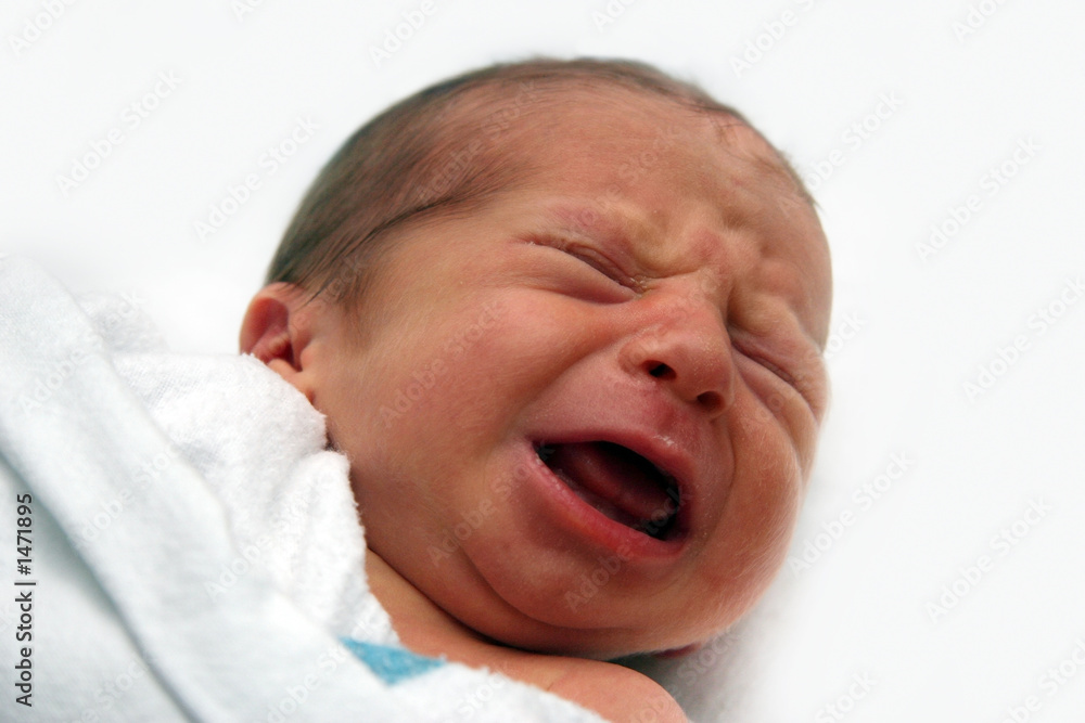 crying baby on his first day Stock Photo | Adobe Stock