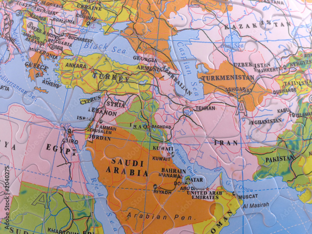 globe map puzzle - middle east Stock Photo | Adobe Stock