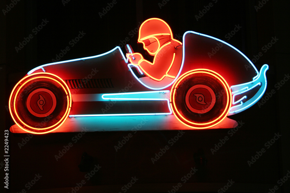 race car neon sign Stock Photo | Adobe Stock
