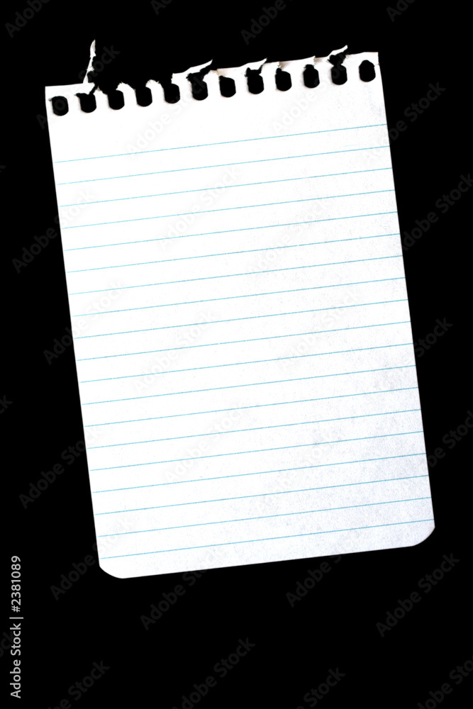 torn notebook page on black Stock Photo | Adobe Stock