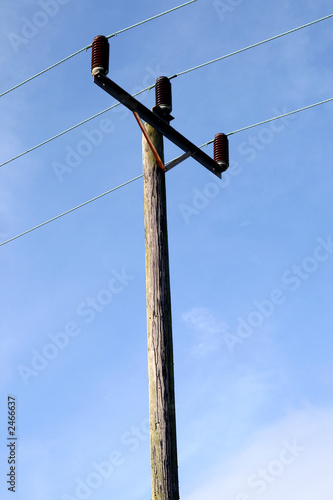 electricity pylon wooden pole and wires Stock Photo | Adobe Stock