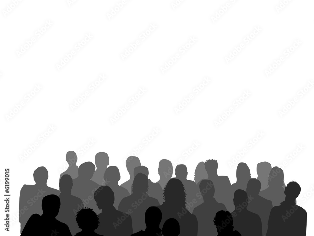 Crowd Silhouette Grey Scale on White Stock Illustration | Adobe Stock