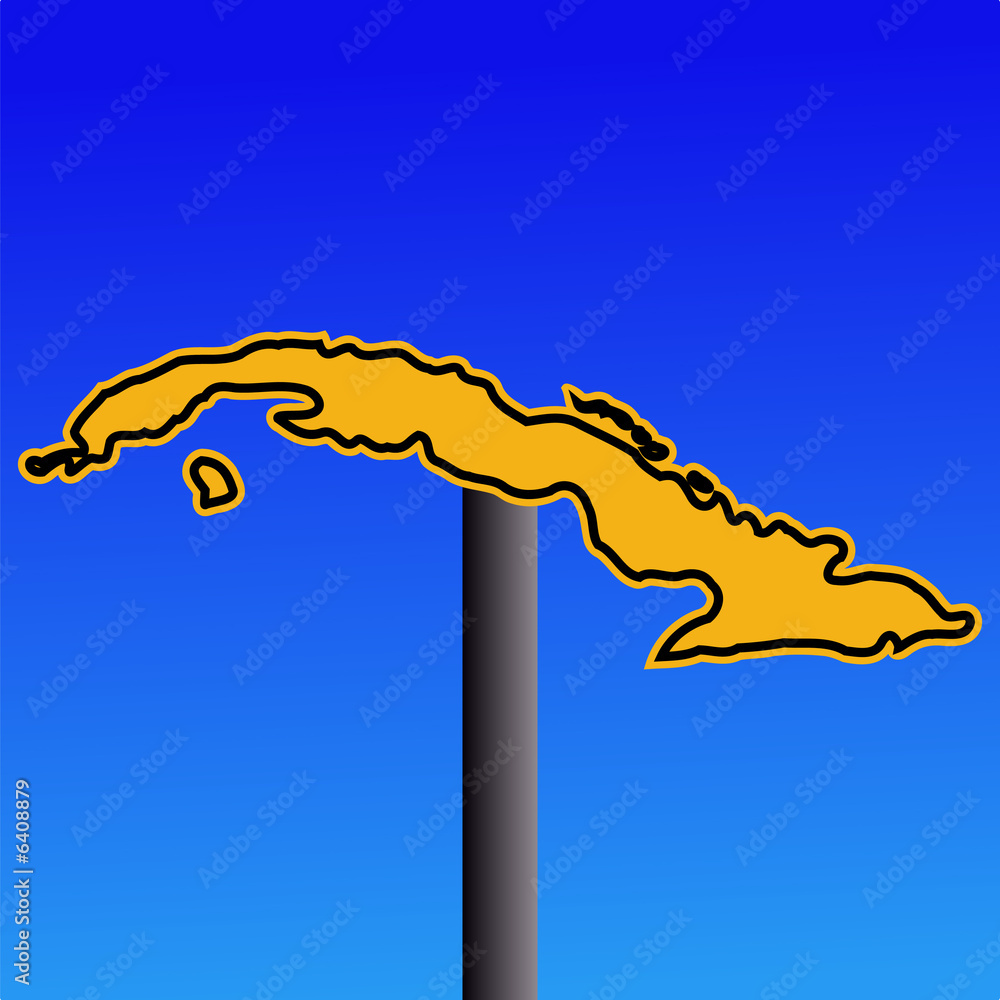 Cuba map warning sign Stock Illustration | Adobe Stock