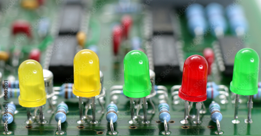 The printed circuit-board with leds Stock Photo | Adobe Stock