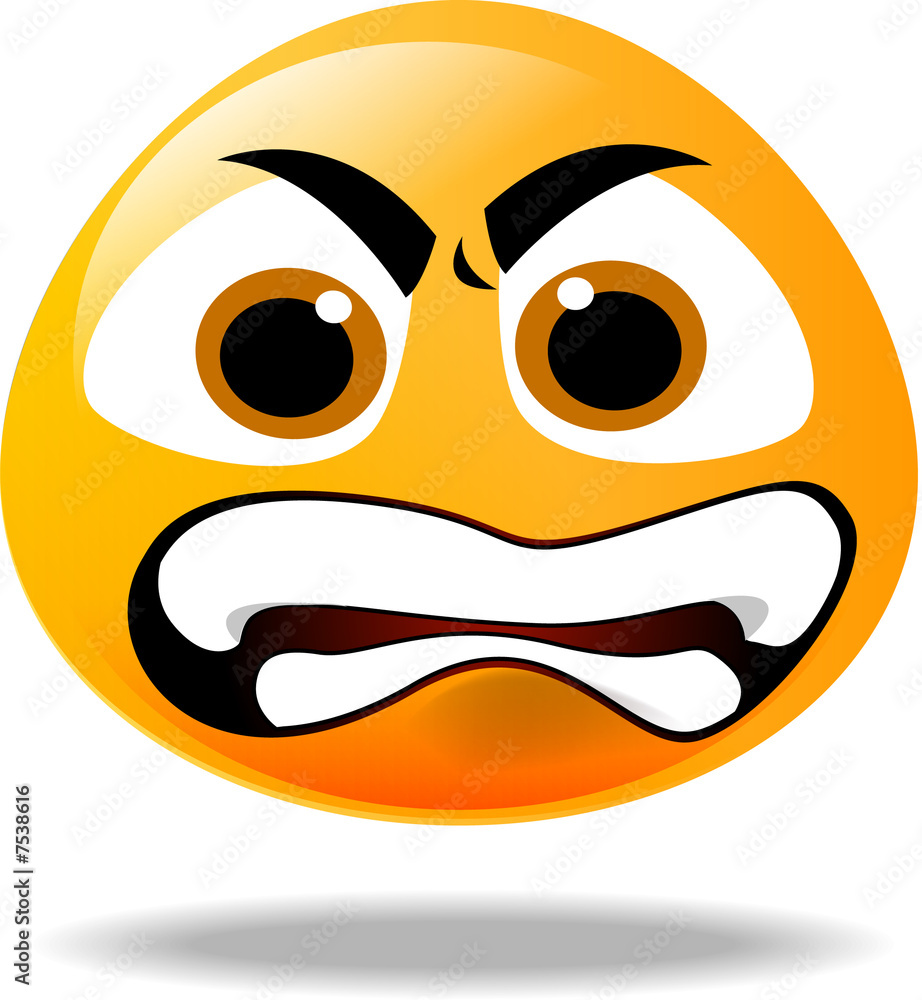 Angry yellow smiley face icon Stock Illustration | Adobe Stock