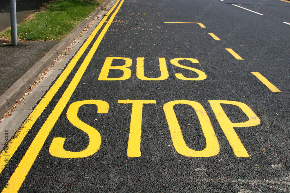 bus stop road markings Stock Photo | Adobe Stock