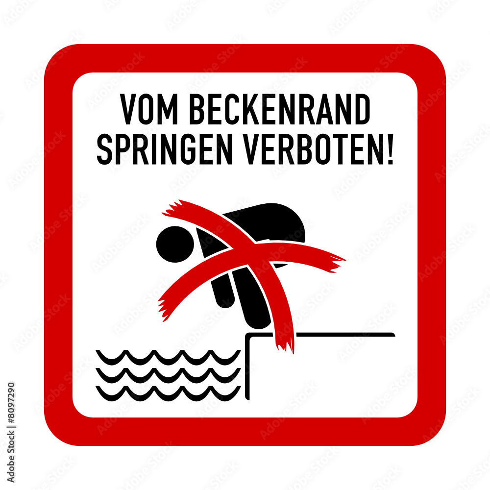 Stock-Vektorgrafik „schild vom beckenrand springen verboten!“ | Adobe Stock