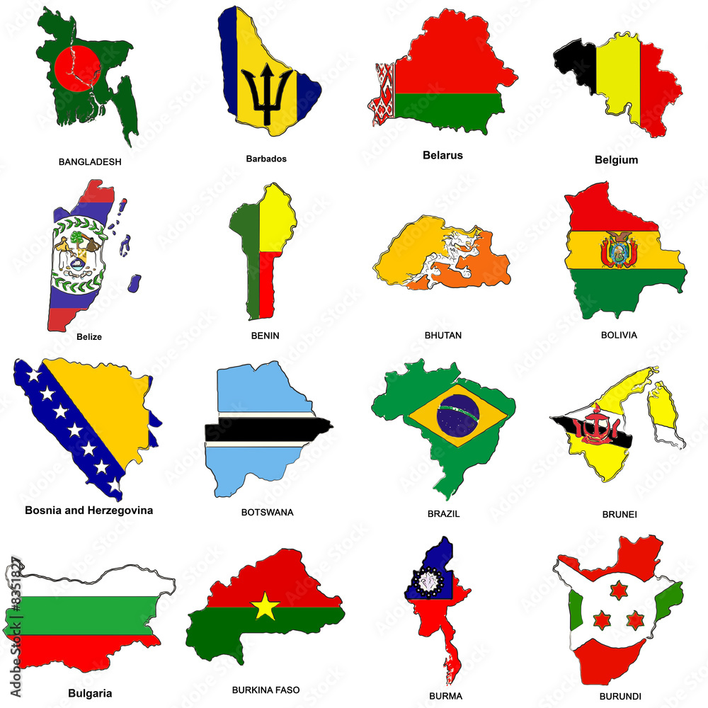 world flag map sketches collection 02 Stock Illustration | Adobe Stock