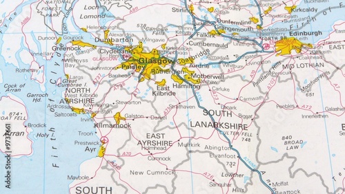 Map of Glasgow and South Lanarkshire Stock Photo | Adobe Stock