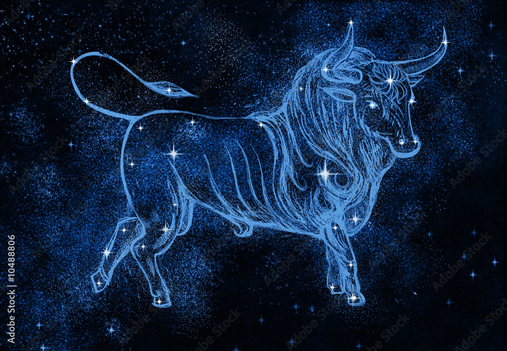Taurus constellation. Star Bull. Night, starry sky. Symbol of wealth ...