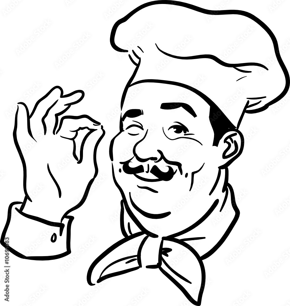 vector Winking Pizza Chef giving the "okay" sign illustration Stock ...