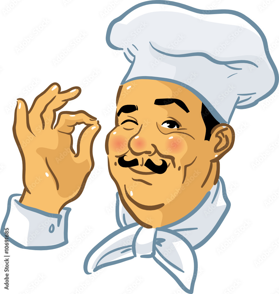 Winking Pizza Chef giving the "okay" sign - vector illustration Stock ...