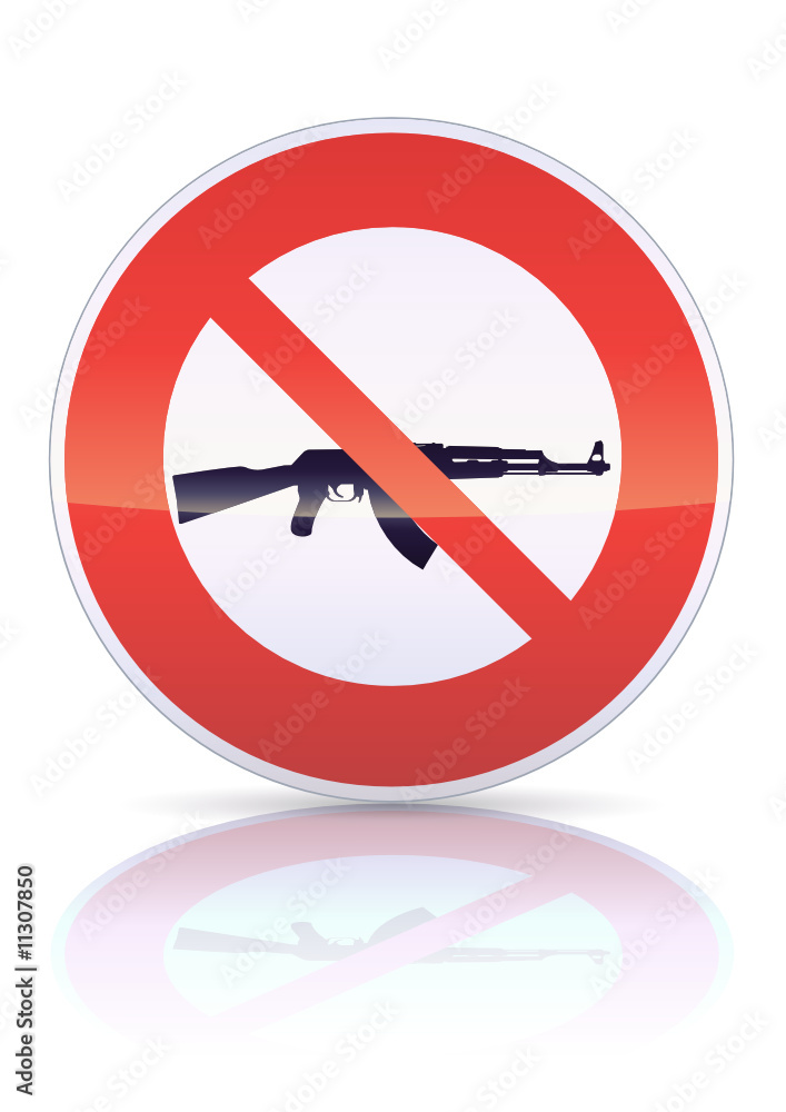 Panneau d'interdiction des armes de guerre (reflet métal) Stock Vector ...