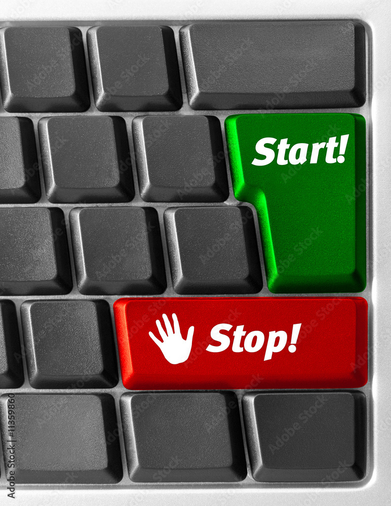 Computer keyboard with "Start" and "Stop" key Stock Photo | Adobe Stock