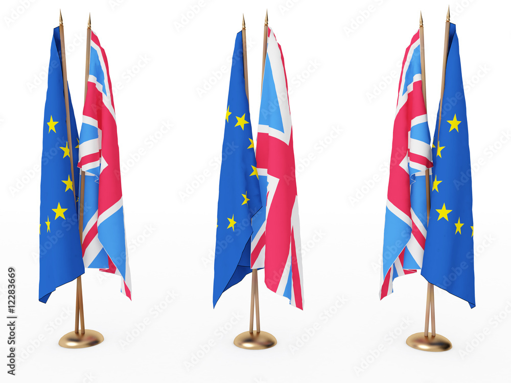 flags of EU and the Great Britain isolated white Stock Photo | Adobe Stock