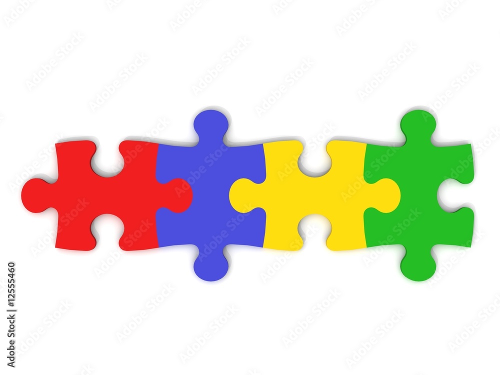 Stock-Illustration „puzzle teile bunt in reihe“ | Adobe Stock