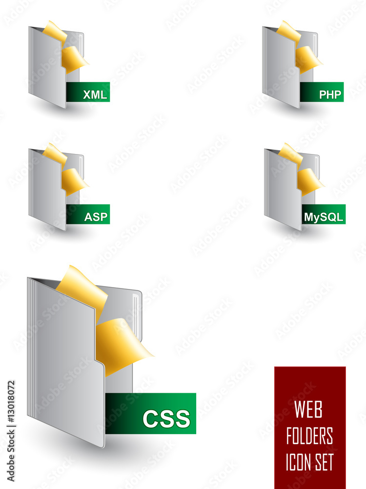 web folder icon set Stock Vector | Adobe Stock