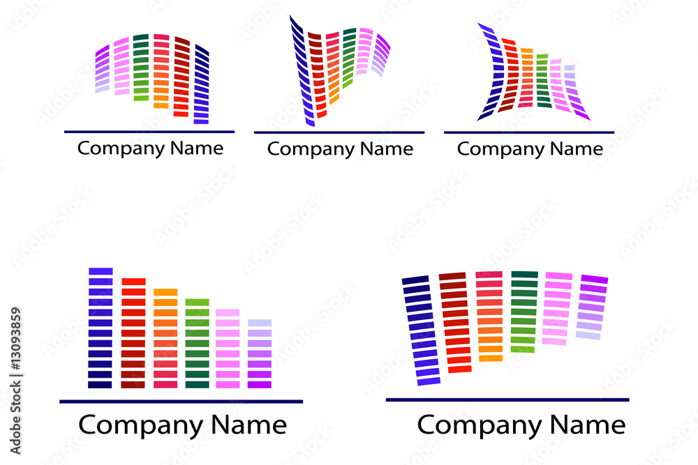 Curved colour bars logos set Stock Vector | Adobe Stock