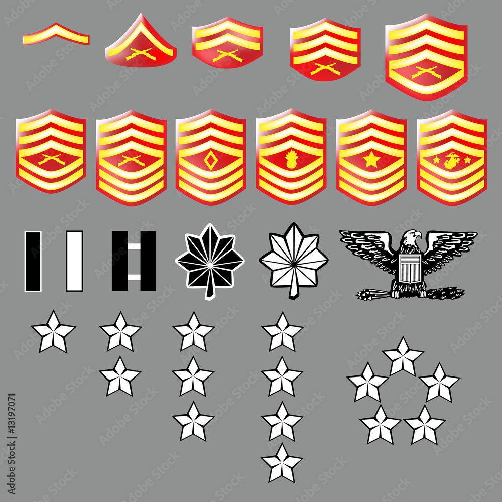 Marine Corps rank insignia for officers and enlisted - texture Stock ...