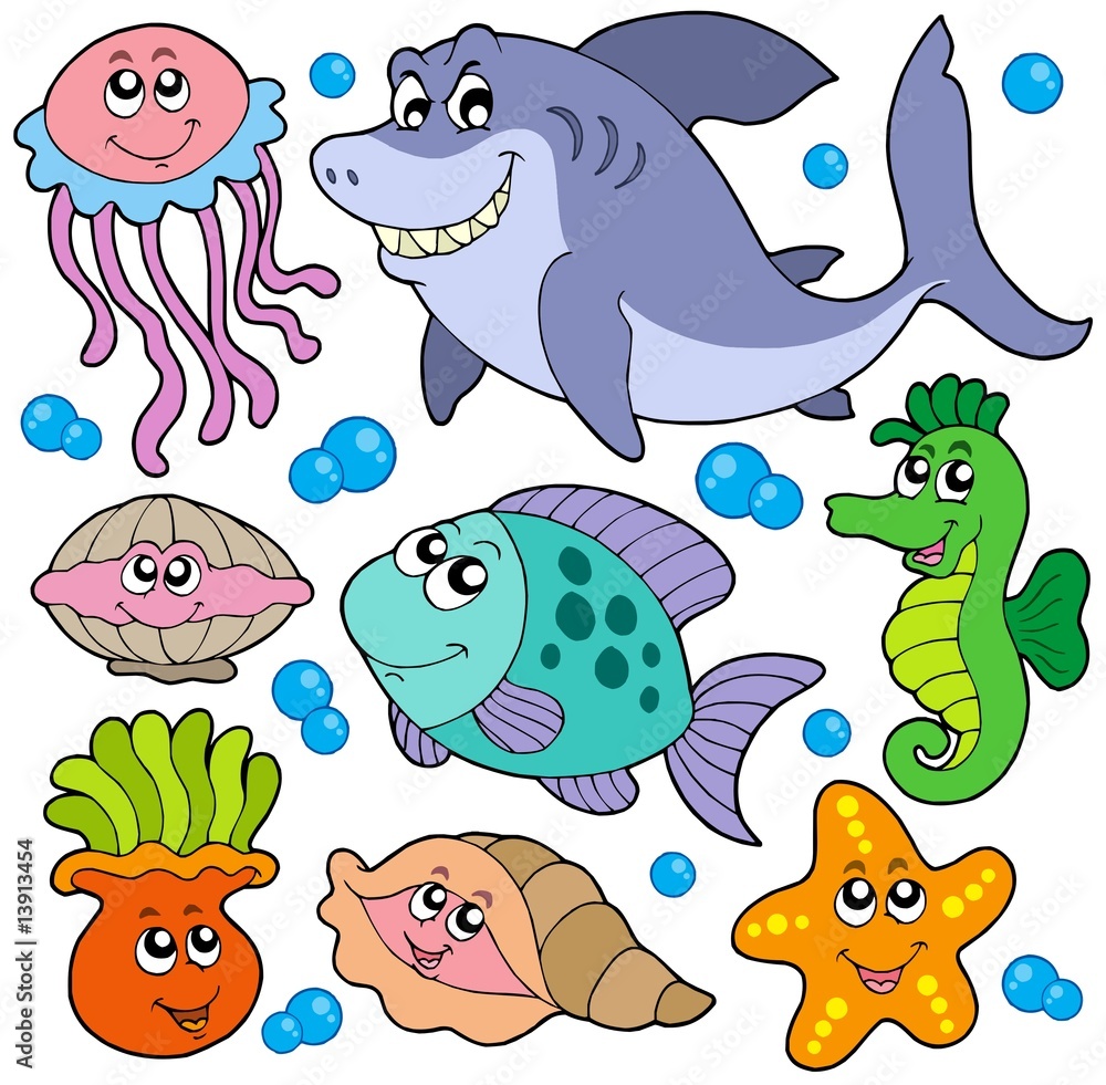 Stock-Vektorgrafik „Aquatic animals collection“ | Adobe Stock