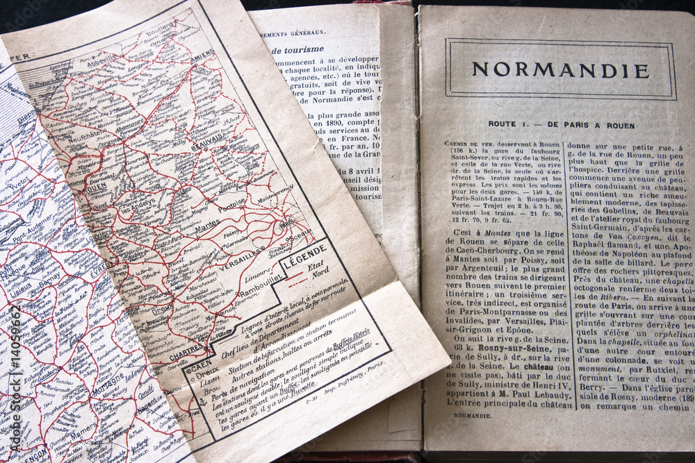 Normandy France guidebook and map Stock Photo | Adobe Stock
