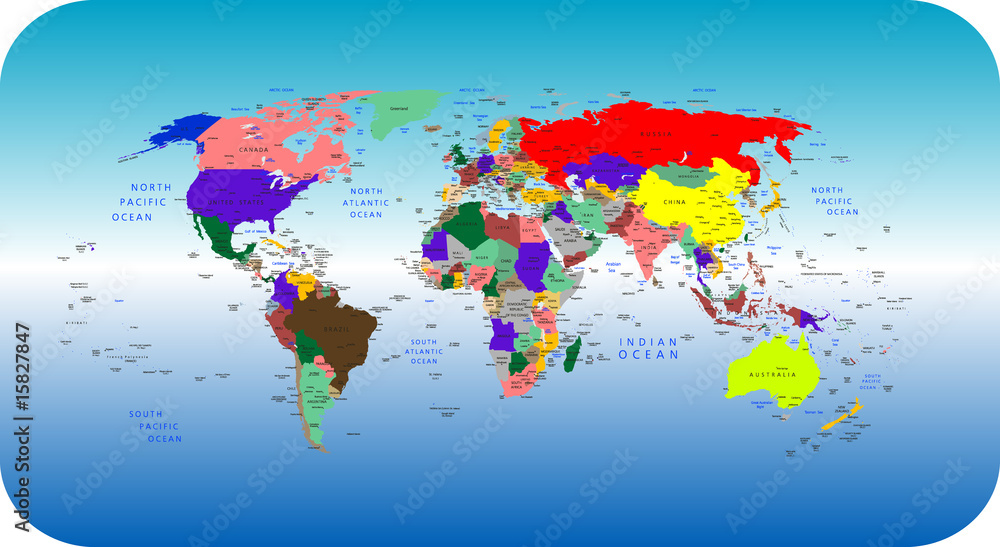 Vector colorful political map of the World Stock Vector | Adobe Stock