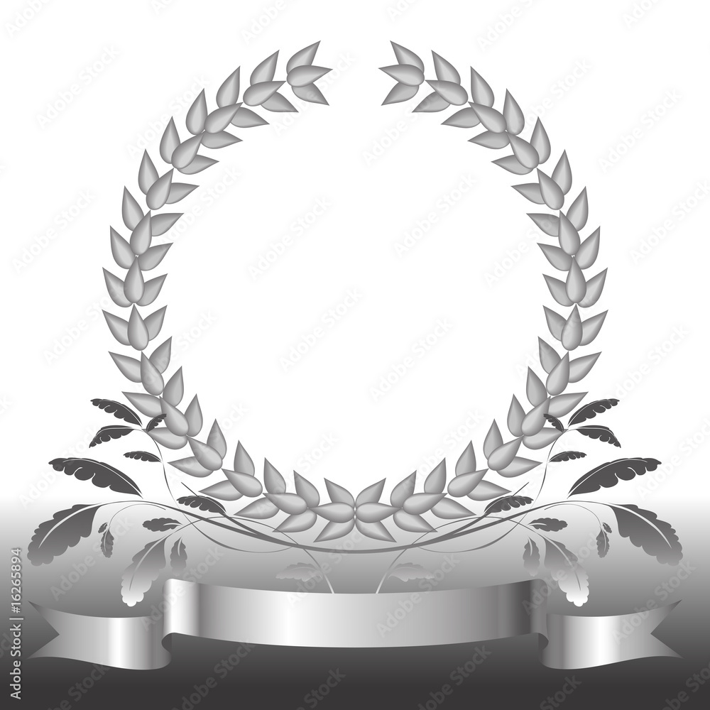 Lorbeerkranz mit Eichenblatt Dekor und Banner Stock Illustration ...