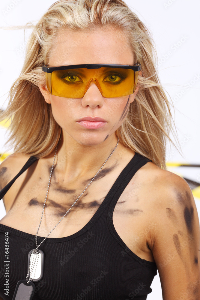 Sexy blonde female construction worker Stock Photo | Adobe Stock