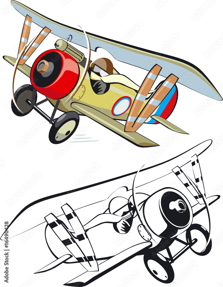 Vector cartoon biplane Stock Vector | Adobe Stock
