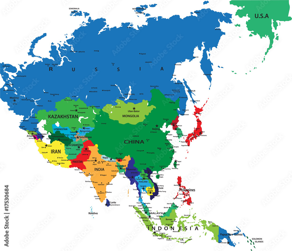 Political map of Asia Stock Vector | Adobe Stock
