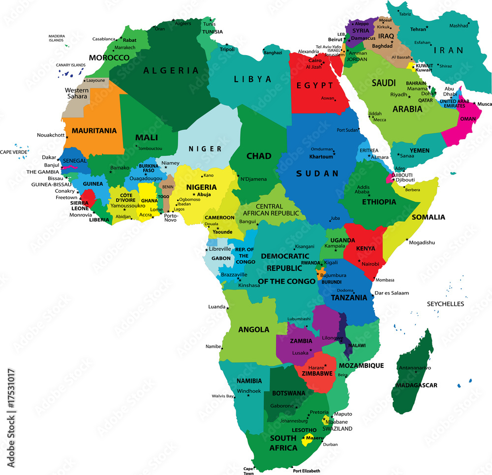Political map of Africa Stock Vector | Adobe Stock