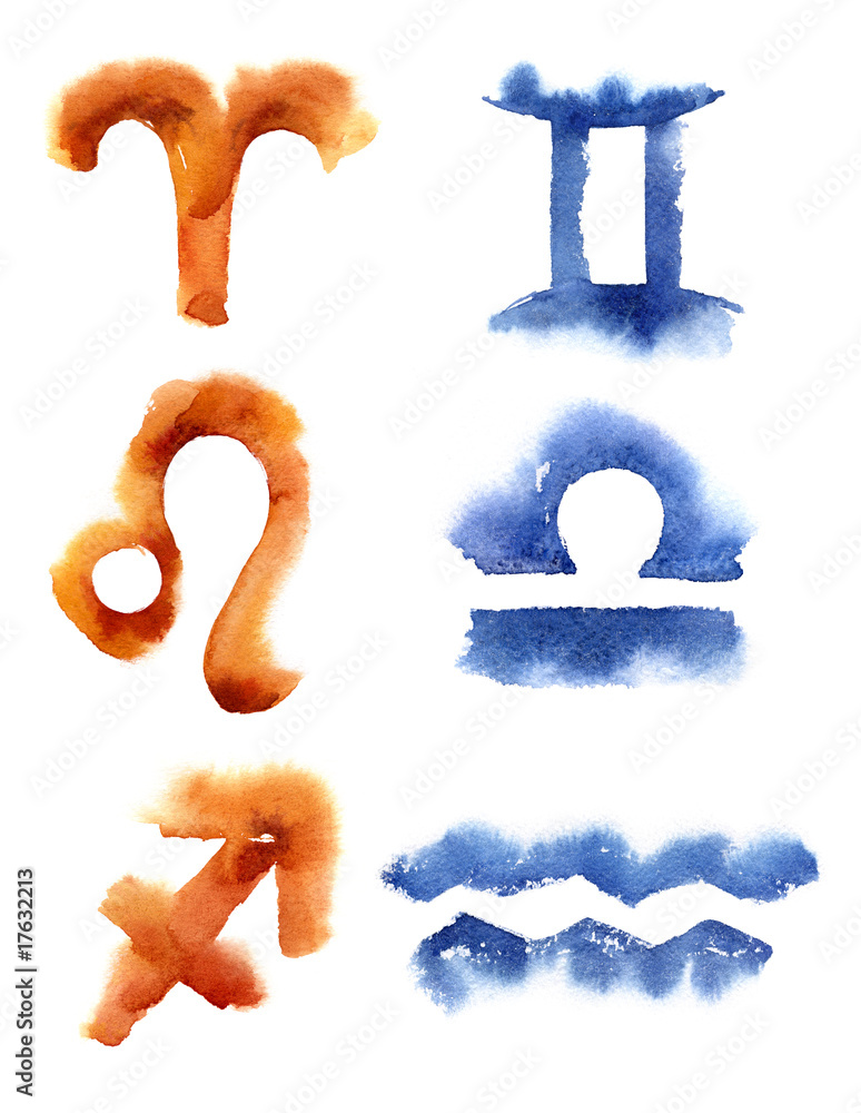 Watercolor zodiac signs Stock Photo | Adobe Stock