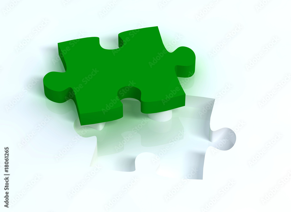 Stock-Illustration „Grünes Puzzleteil 3D Illustration“ | Adobe Stock