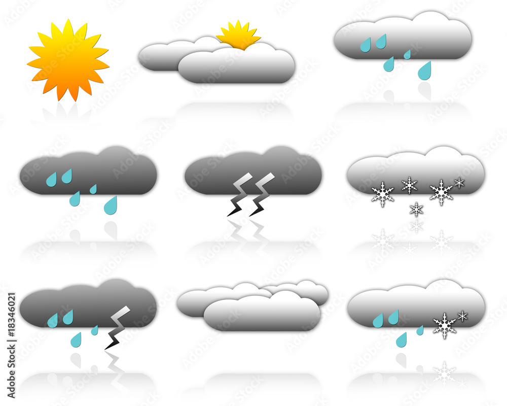 Weather Forecast Symbols/Icons Stock Illustration | Adobe Stock
