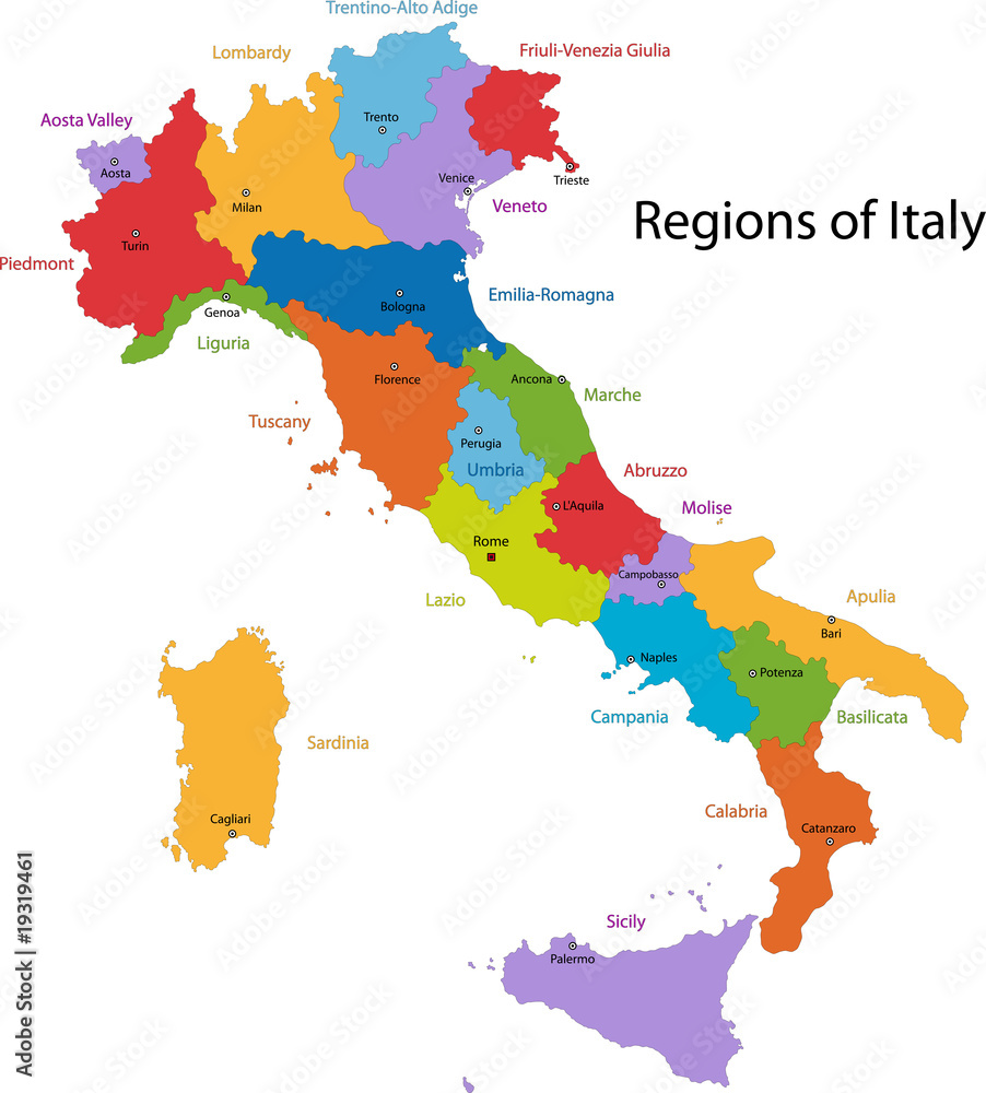 Map of administrative divisions of Italy Stock Vector | Adobe Stock