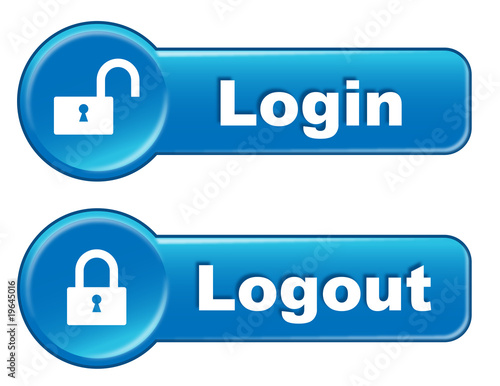 LOGIN & LOGOUT Web Buttons (User Session Lock Padlock Security) Stock ...