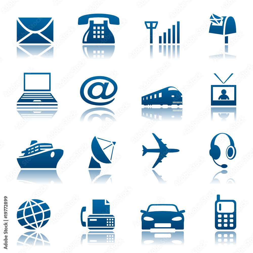 Telecom & transportation icons Stock Vector | Adobe Stock