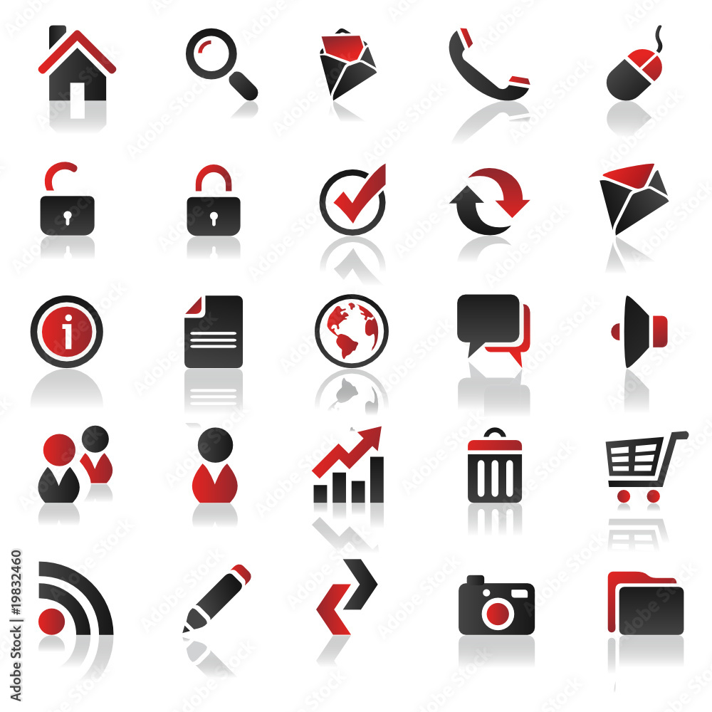 Stock-Vektorgrafik „red icons set 1“ | Adobe Stock