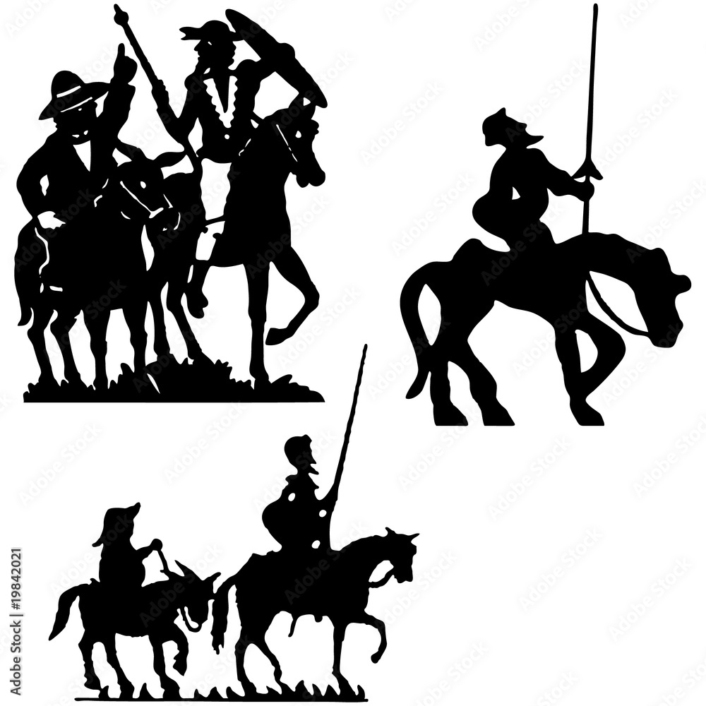 Don Quijote vector silhouettes. Don Quixote. Stock Vector | Adobe Stock