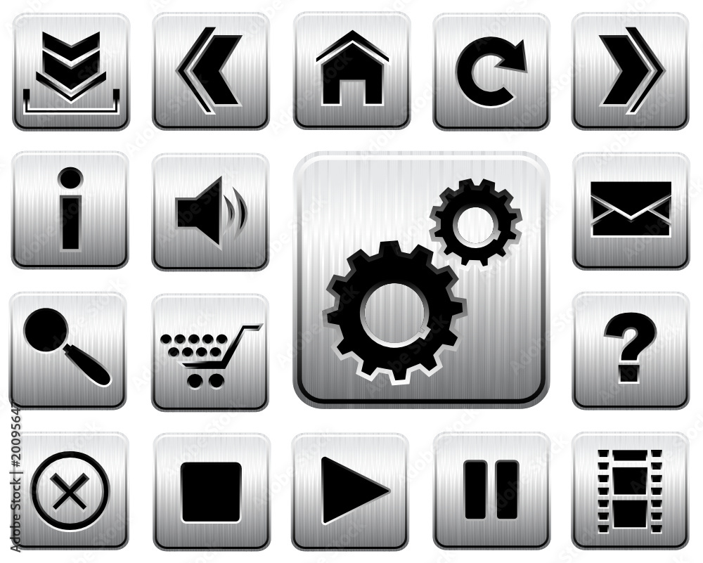 Vector metal icon set. Part one - web Stock Vector | Adobe Stock