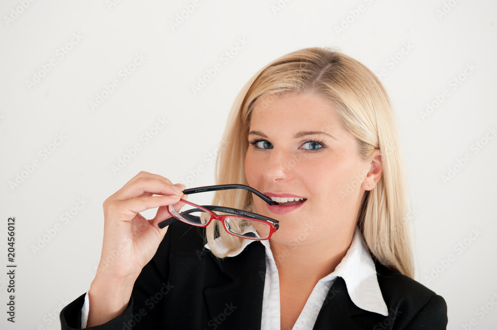 Young beautiful office secretary with glasses Stock Photo | Adobe Stock